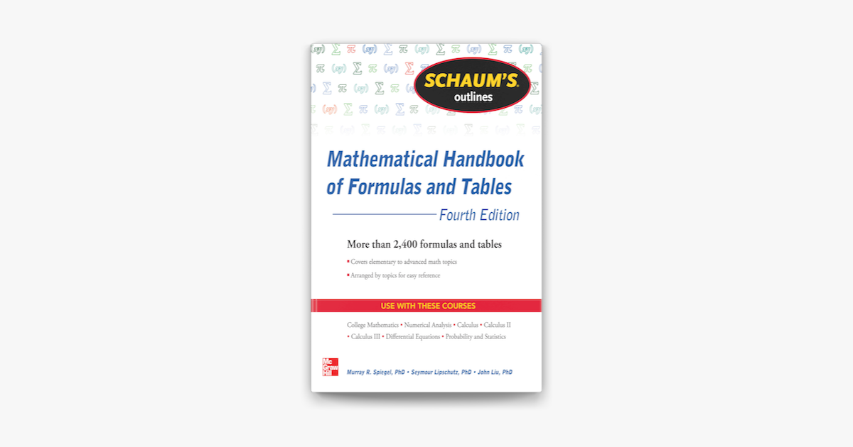 schaums Outline Of Mathematical Handbook Of Formulas And Tables 4th