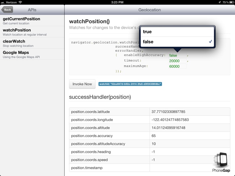 PhoneGap API Explorer by Christophe Coenraets