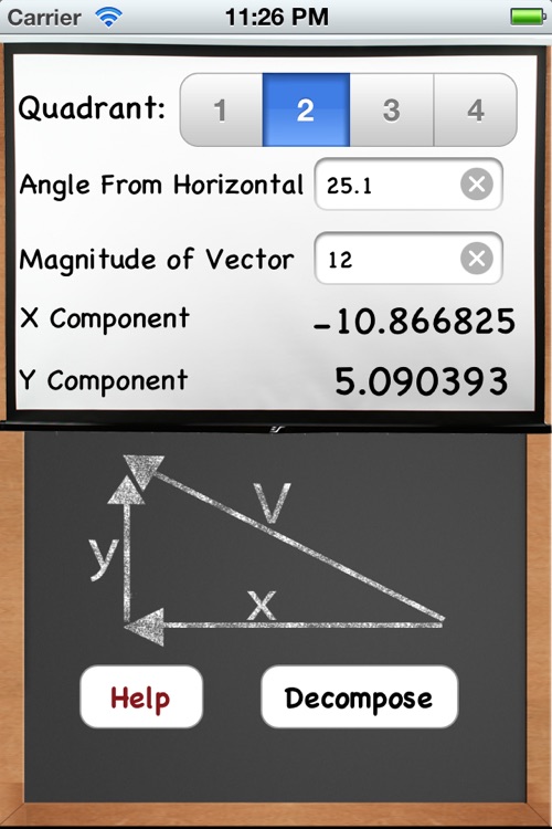 Physics Vector Decomposer and x + y Component Calculator by Jay Greco