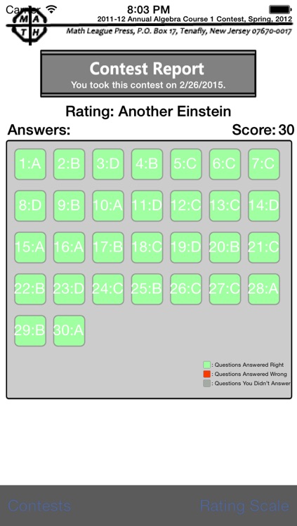 Math League Contests (Questions and Answers) Algebra 1, 2007-12 by Boya ...