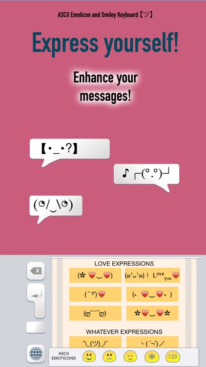 ASCII Emoticon & Smiley Keyboard (emoji emotes faces expressions and ...