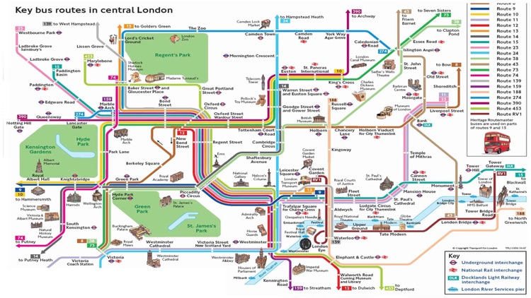 London Bus Tube Routes UK Travel Guide Maps by Janice Ong