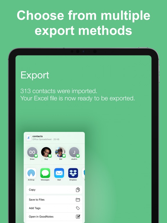 Contacts To Excel App