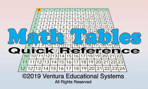 Math Tables Quick Reference for Apple TV by Ventura Educational Systems