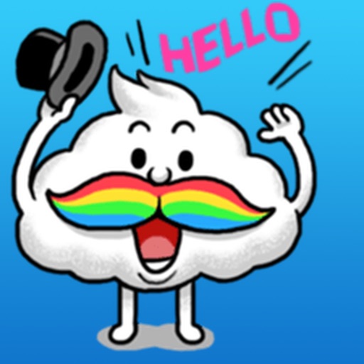 Funny Mr Cloud with Rainbow Moustache Stickers by Nguyen Hoang