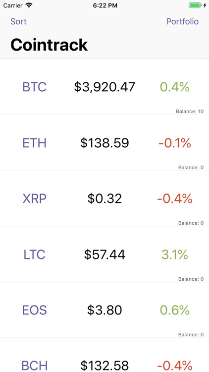Cointrack: real-time values by Joseph Goldstein