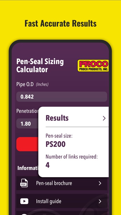 PROCO Pen-Seal calculator by Proco Products, Inc.