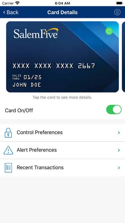 Salem Five Card Controls by Salem Five Bank