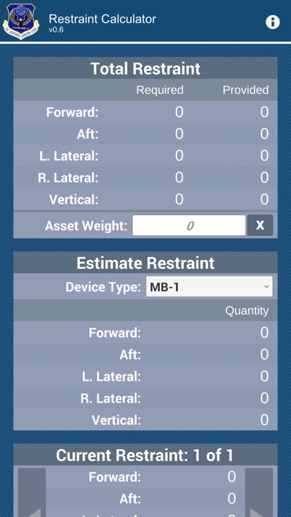 USAF EOS Restraint Calculator by 423d Mobility Training School