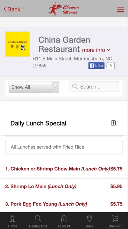 Chowan Menus Restaurant Delivery Service by DeliverLogic Inc.