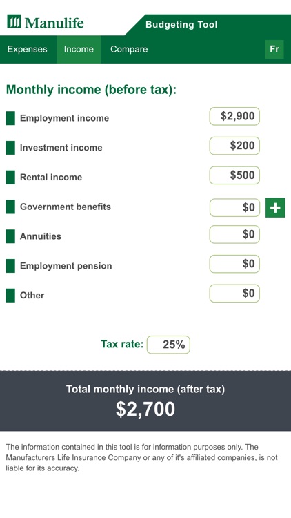 Manulife Budgeting Tool App by The Manufacturers Life Insurance Company