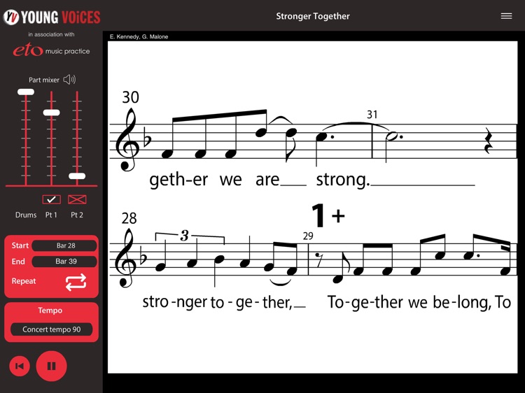 Stronger Together for 2 Part Choir - iPad version by Young Voices Music Ltd