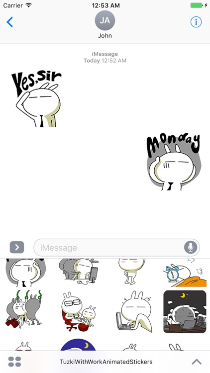 Tuzki With Work - Animated Stickers by Thiet Duong