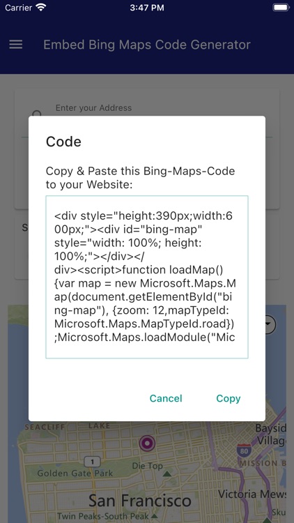 Embed Bing Maps Generator by Liliia Dolubovska